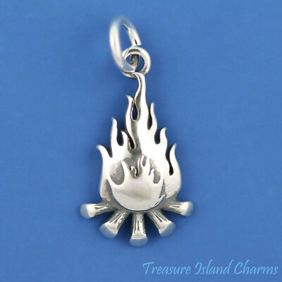 Camp Fire Camping Bonfire 925 Sterling Silver Charm Campfire S'mores ...