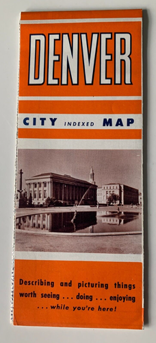 Vintage ca 1950s Denver Colorado City Transportation Map pocket fold ...