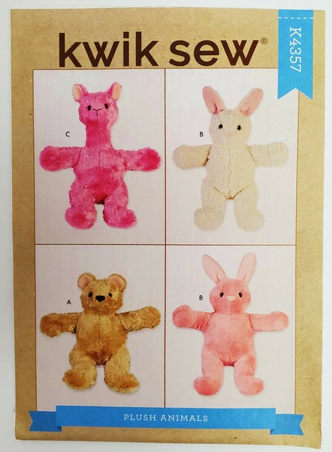 Kwik Sew K4357 Plush Animals Llama Teddy Bear Bunny Rabbit Sewing ...