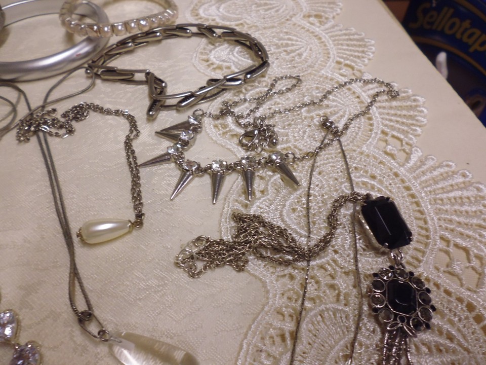 Job Lot Silver Tone Costume Jewellery Necklaces Earrings Charm ...