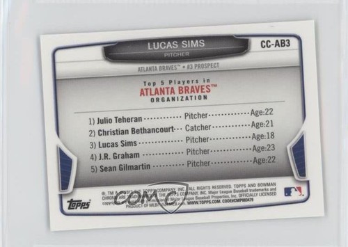 2013 Bowman Cream of the Crop Chrome Mini Refractor Lucas Sims #CC-AB3 ...