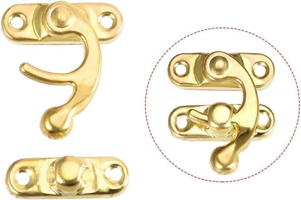 GOLD PLATED JEWELLERY BOX LATCH CATCH HASP TRINKET BOX CLOSURE 29x24mm ...