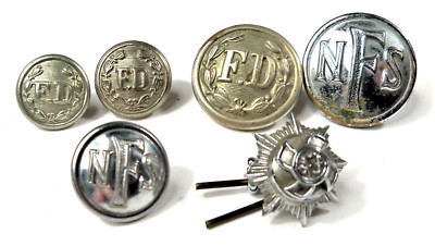 Vintage Uniform Button - Lot of 6 British & Canadian Firefighter ...