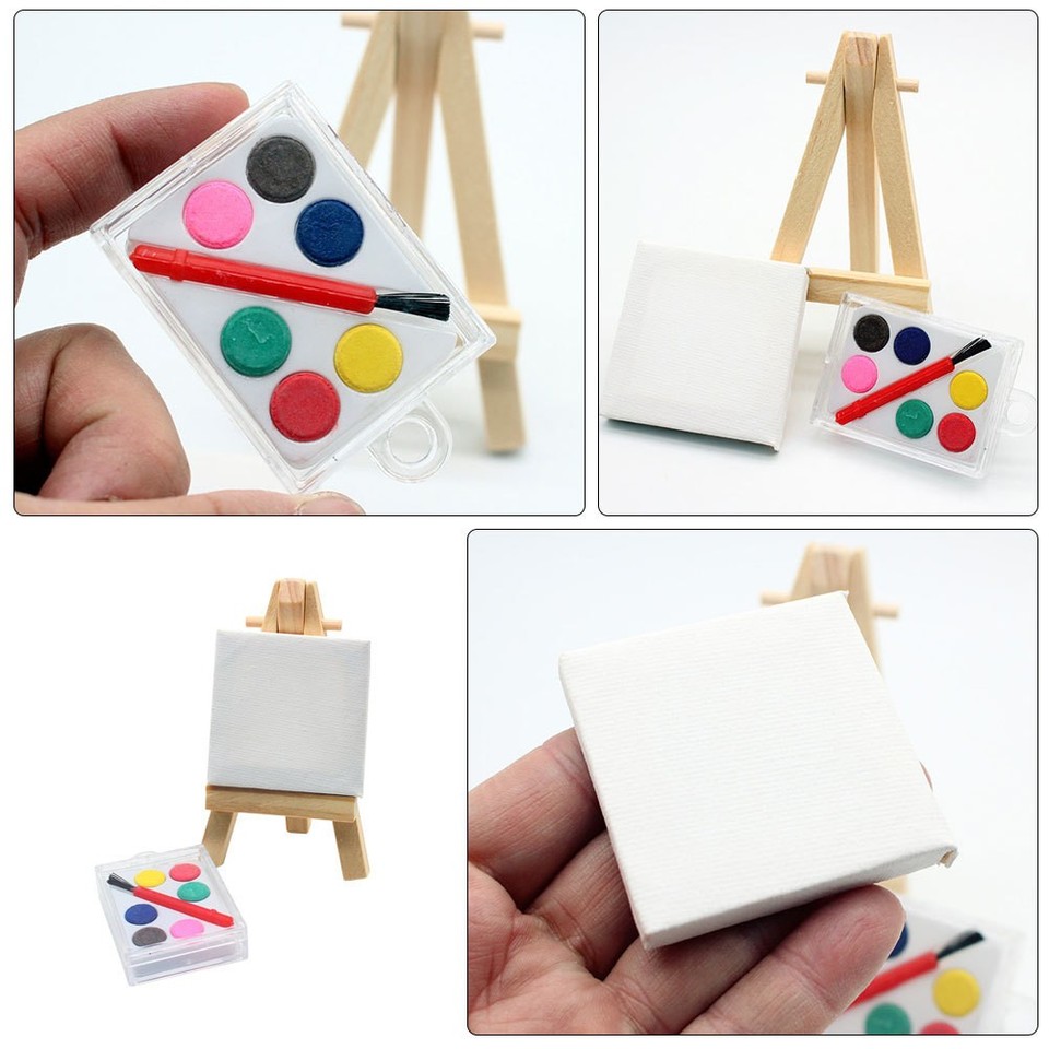 Mini Canvas Painting Set Art Easel Small Easels for Display Desk Craft ...