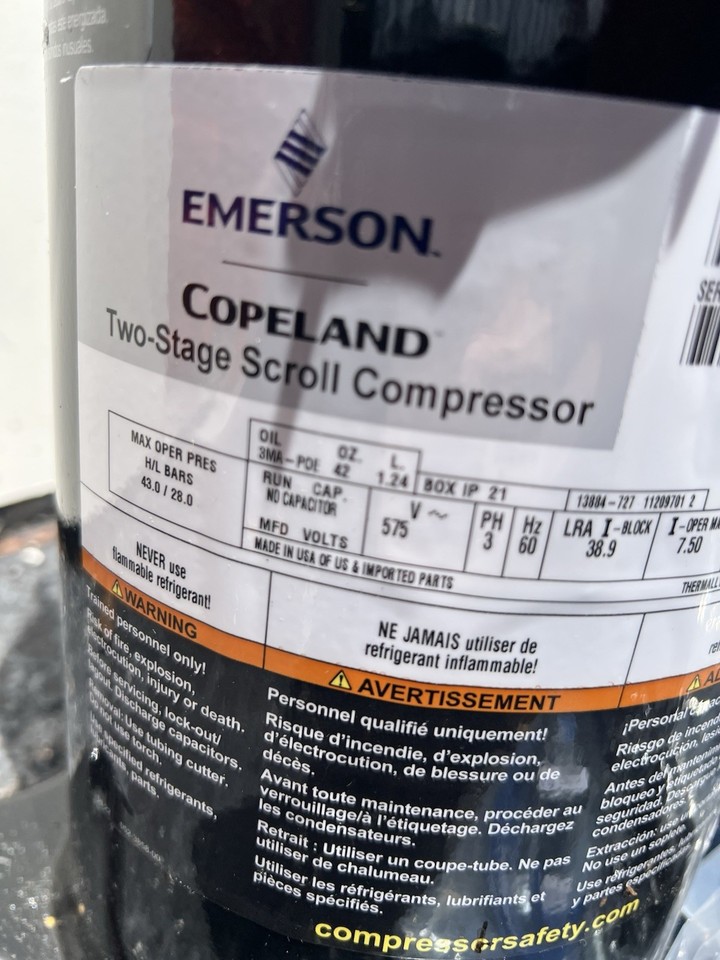Copeland-ZP49K5E-TFE-800-Compressor 575V / 3ph Brand New | eBay