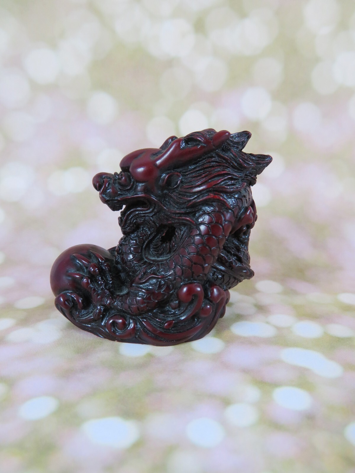 Mini Chinese Dragon Sculpture Red Resin Statue Feng Shui 2.25 Inches ...