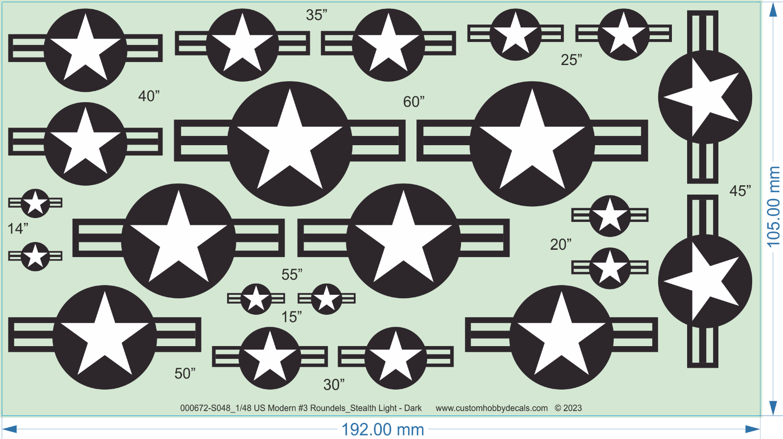 US Modern #3 Roundels_Stealth Light - 1/24 1/32 1/48 1/72 1/144 - Water ...