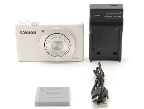 [Near Mint /Charger] Canon PowerShot S200 10.1MP White Digital Camera ...