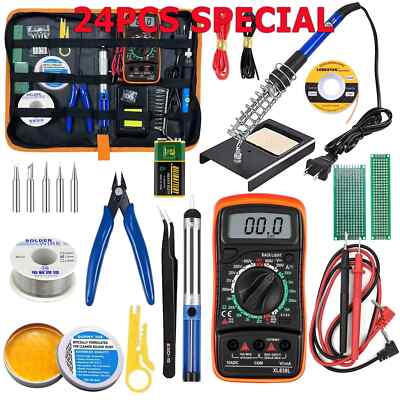 Digital Multimeter Voltmeter Soldering Iron Complete Volt AC DC Meter ...