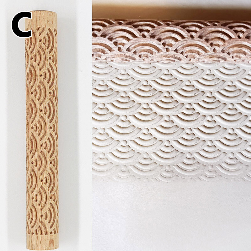 Pottery Clay Wood Texture Rolling Pin Embossed Rod Mud Ceramic ...