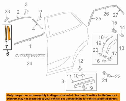 75075-78010 Toyota Moulding, rear door window frame, front rh ...