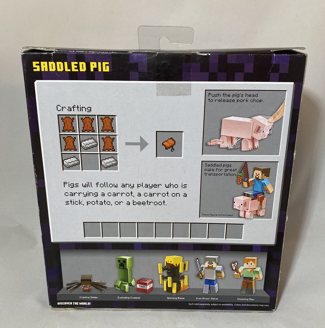 Minecraft Survival Mode Saddled Pig 5" Action Figure Toy 2015 Mattel ...