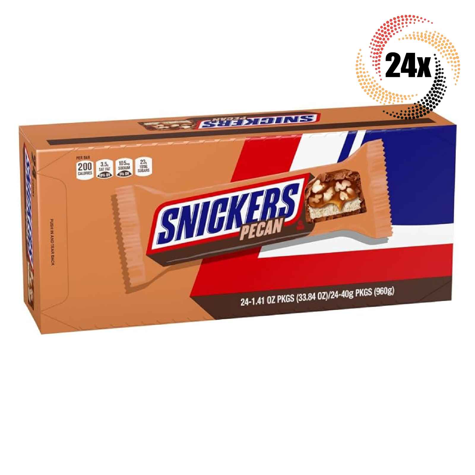 Full Box 24x Packs Snickers Pecan Milk Chocolate Covered Candy Bars | 1 ...