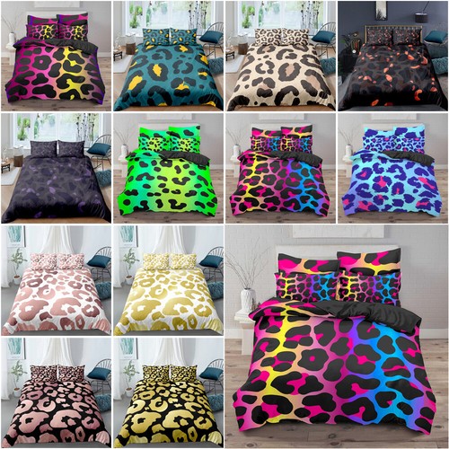 3D Leopard Doona Duvet Quilt Cover Set Pillow Cases Single Double Queen ...