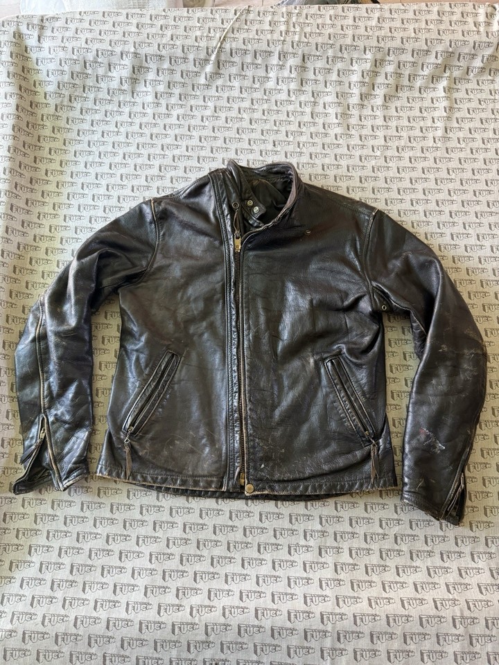 Vintage 60s LANGLITZ Leather Jacket Mens M / L Motorcycle Riding FREE ...