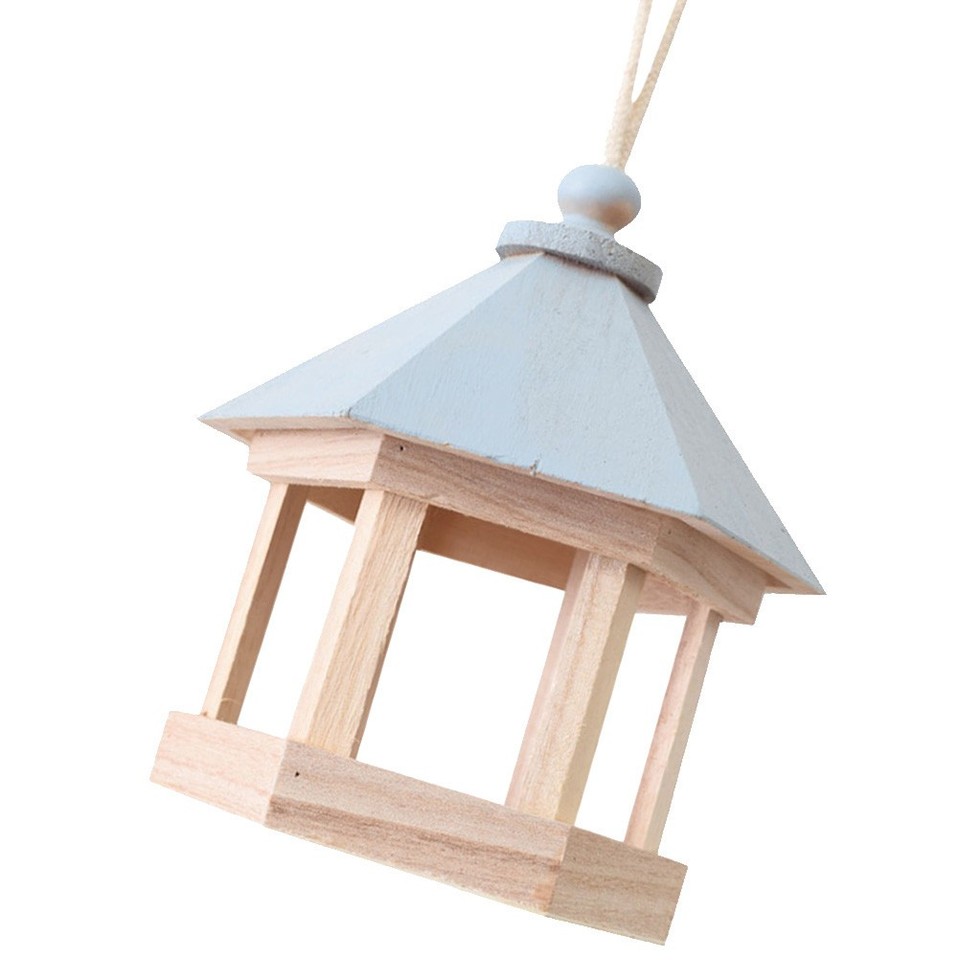 Wood Birds Nest Feeder Hanging Hollow Out Design Natural Living Place ...