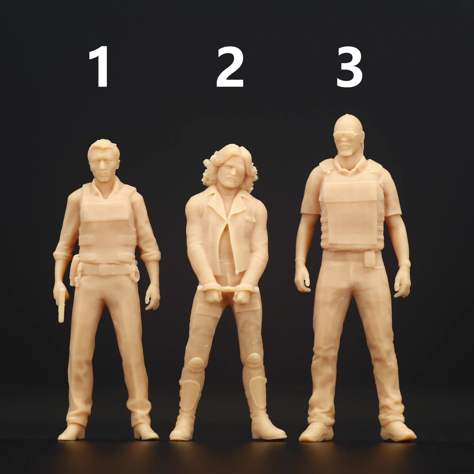 3D print 1/43/64 1/87 model police cop and criminal unpaint fit diorama ...