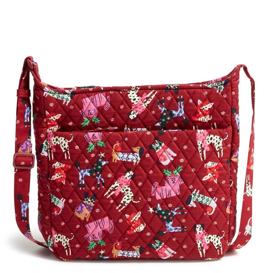 VERA BRADLEY XL Crossbody Holiday Hounds Christmas Dogs Purse Bag $95 ...