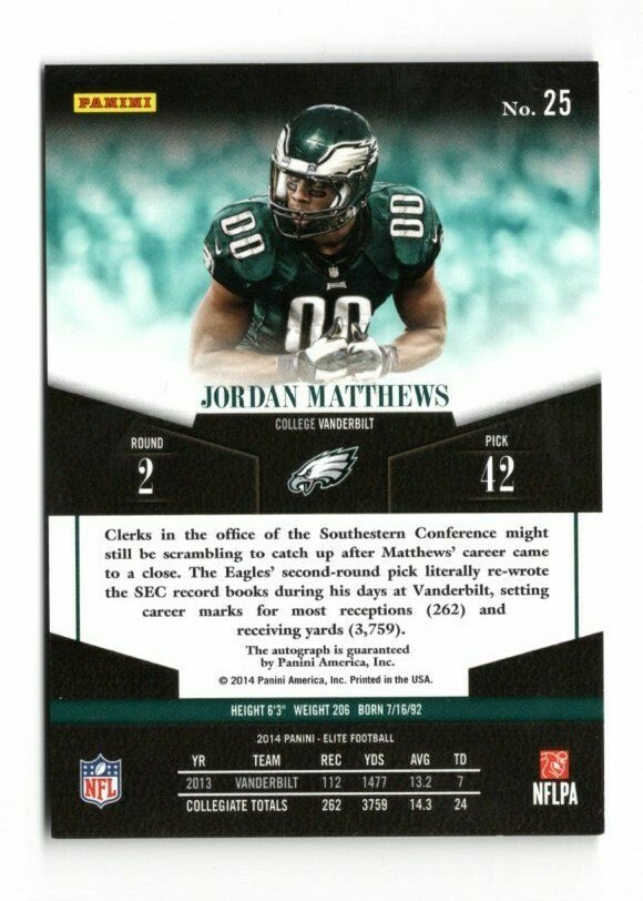 Jordan Matthews 2014 Elite Rookie Autograph #25 | eBay