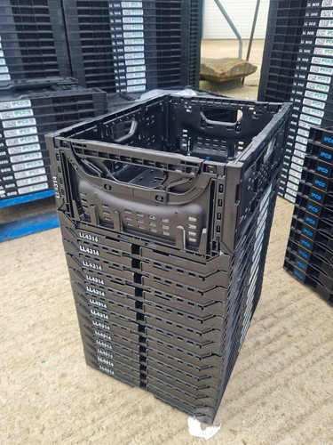 10 x USED FOLDING PLASTIC STACKING CRATE BOX 60-40-13CM STORAGE | eBay UK