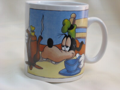 Disney " Sleepy Goofy Waiting for Coffee " Large Heavy 28 oz Mug 5 ...