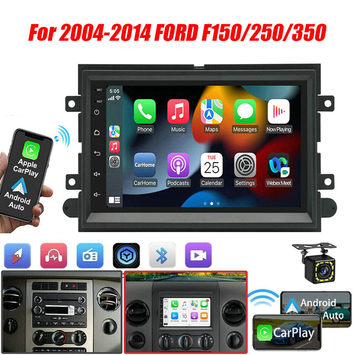 7" Car Stereo Radio For 2004-2014 FORD F150/250/350 Carplay GPS Navi ...