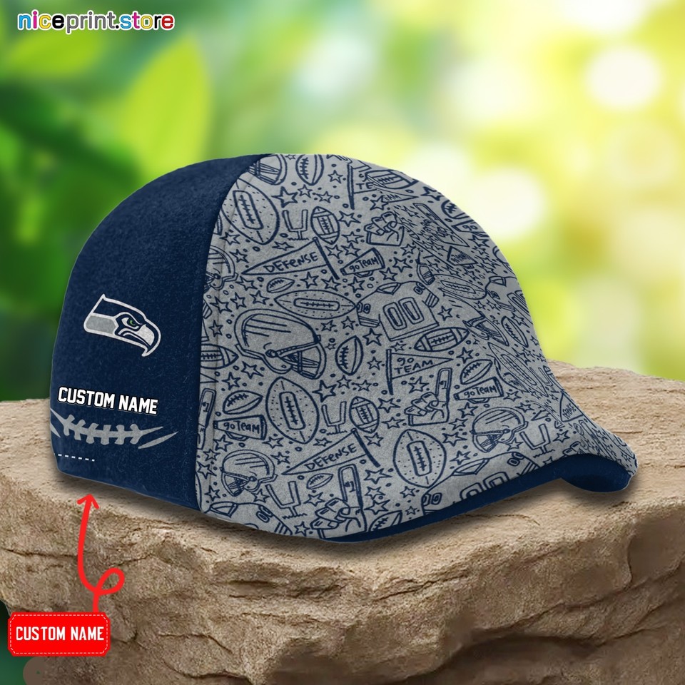 Seattle Football Team Seahawks Ivy Cap NFL Flat Cap Driving Cap Golf ...