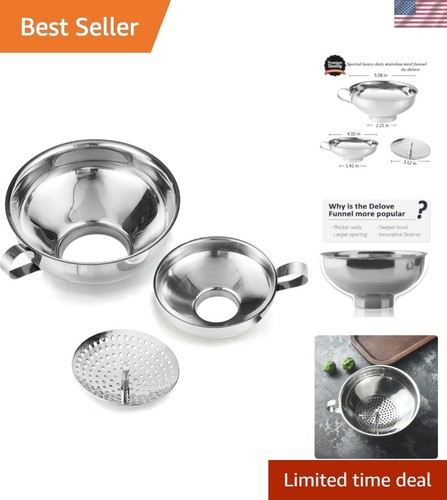 Durable Stainless Steel Canning Funnel Kit - Stackable Funnel Set for ...
