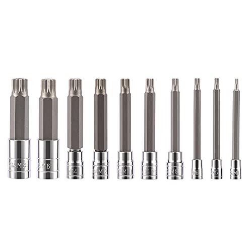 10 Piece Spline Tip Bit Socket Set Mtype S2 And Crv Steel Extra Long 4 ...