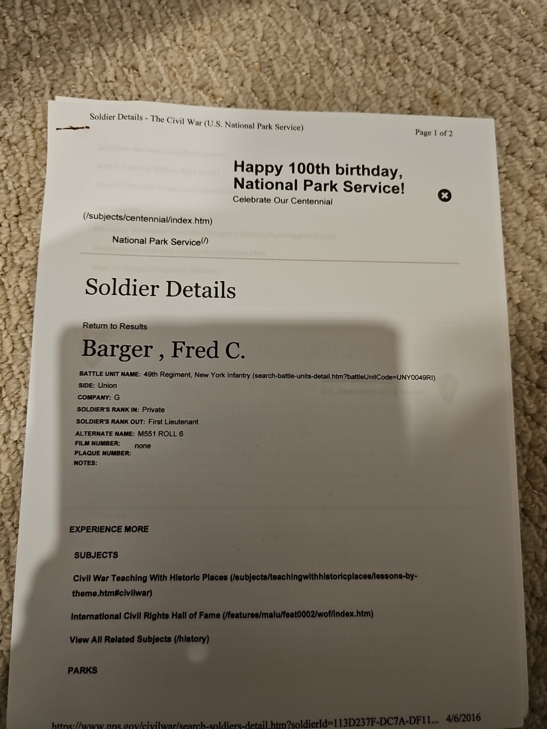 Civil War Id'd 4th Corps badge 2nd division Id'd To F.C.Barger 49th NY ...