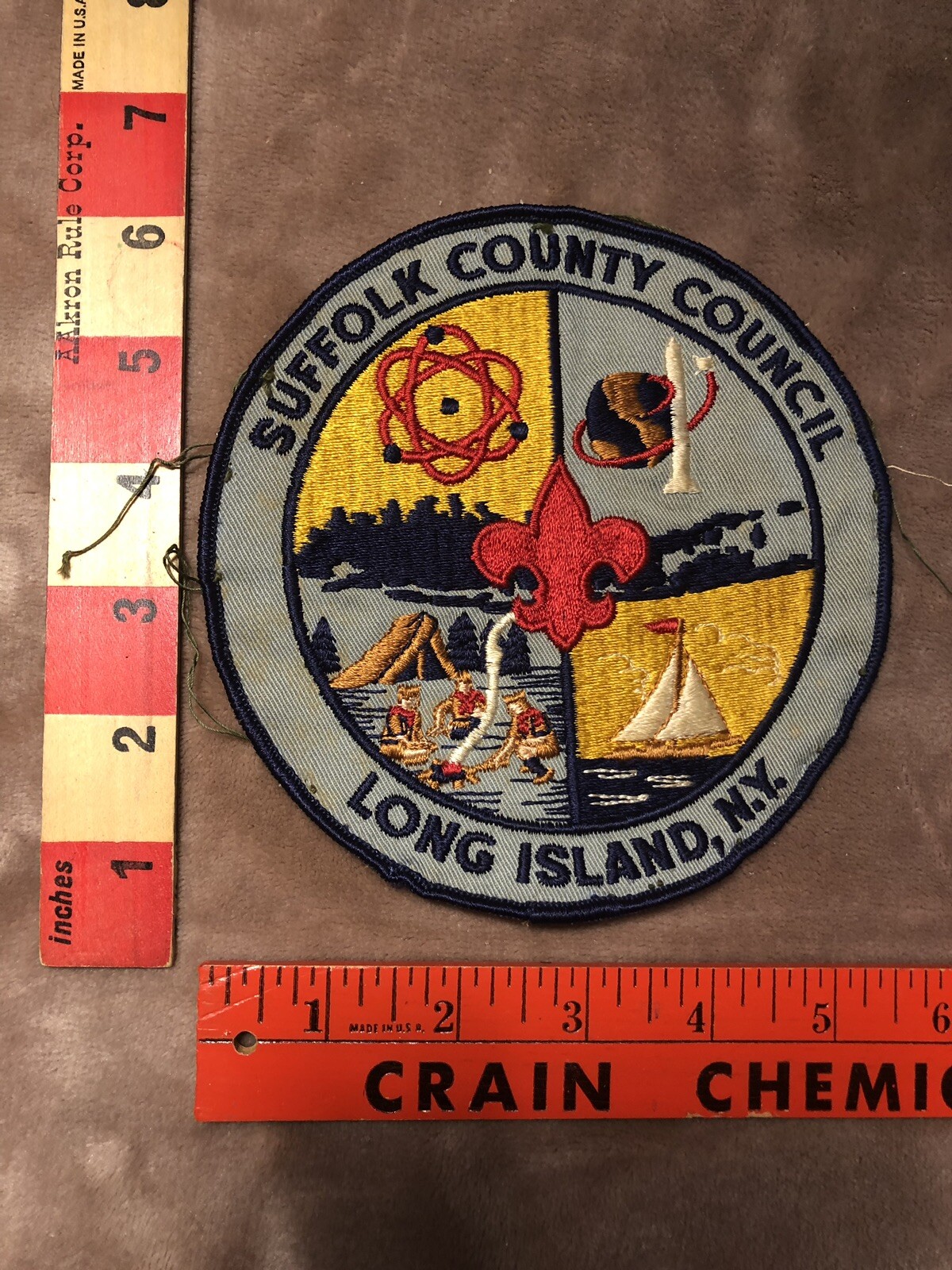 Vtg & BIG SUFFOLK COUNTY COUNCIL Boy Scouts Patch LONG ISLAND NEW YORK ...