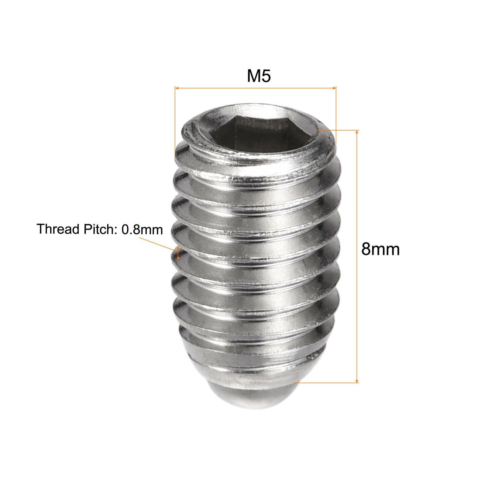 M5 x 8mm 304 Stainless Steel Spring Hex Socket Ball Point Set Screws ...