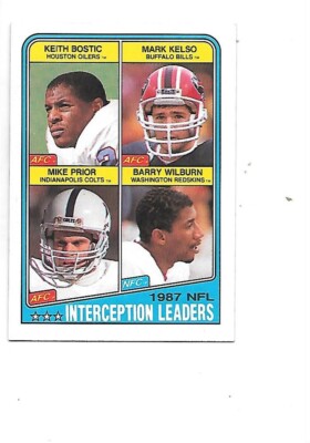 NFL Interception Leaders Bostic/Kelso/Prior/Wilburn 1988 Topps Football Card 219 | eBay