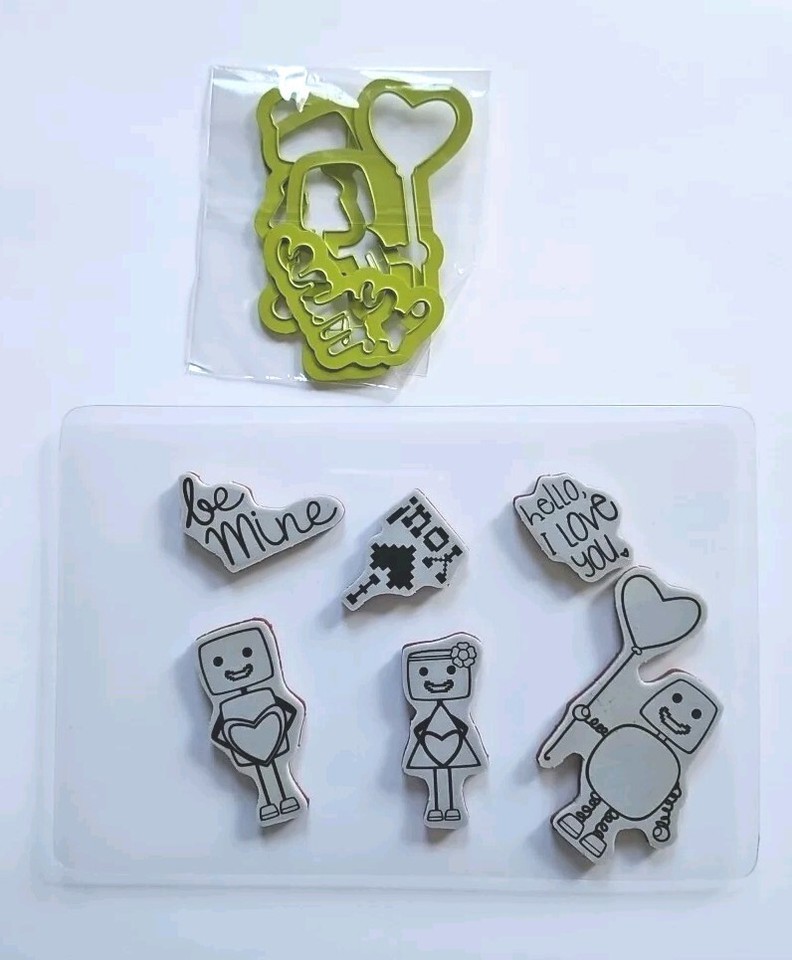 BOT LOVE Fun Stampers Journey Cling Rubber Stamps & Dies Valentine Love ...