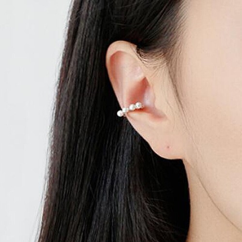 925 Sterling Silver Faux Pearls Balls Single Ear Cuff Earring | eBay