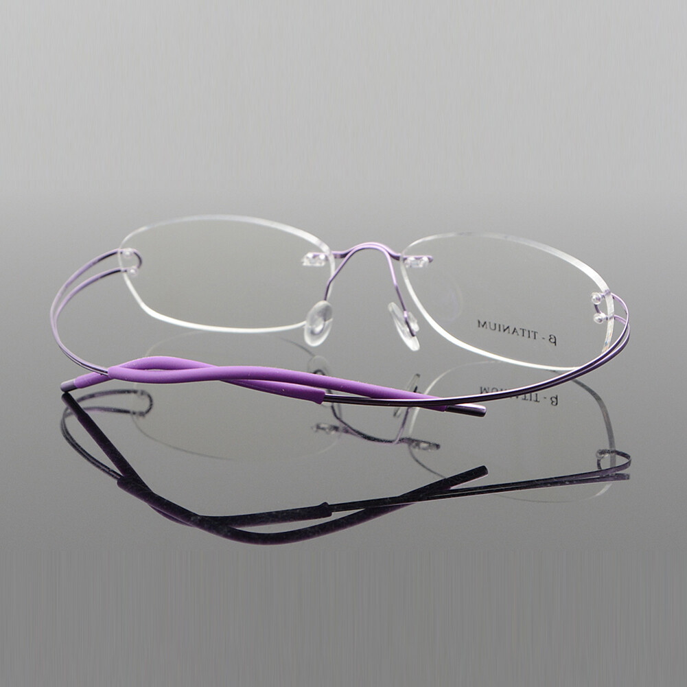 Women's β Titanium Rimless Flexible Hingeless Eyeglasses Frames Optical ...