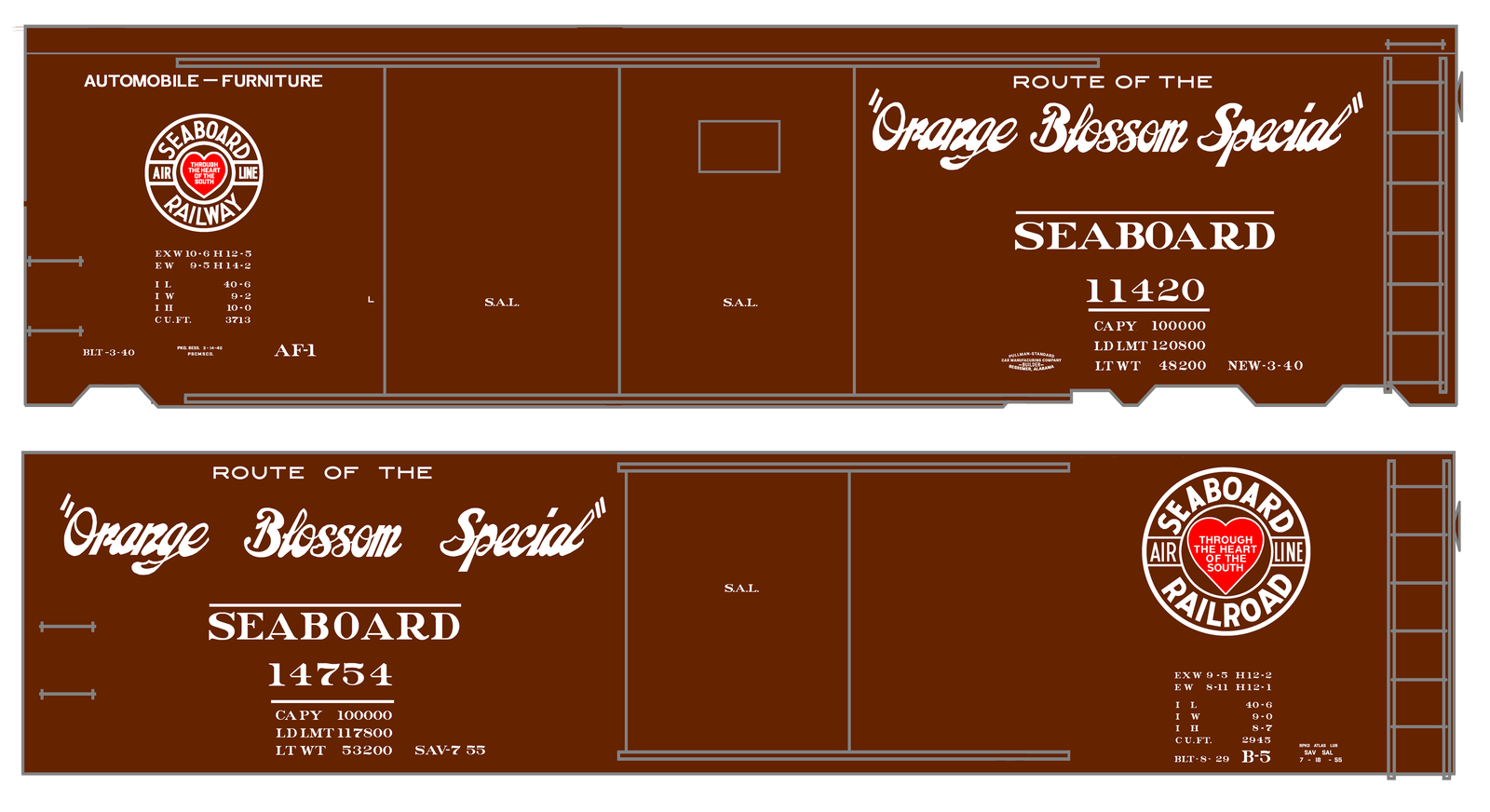 K4 O Scale Decals Seaboard Air Line Orange Blossom Special Boxcar White ...