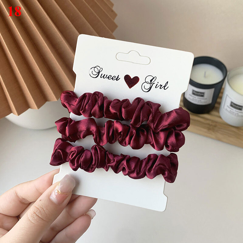 3Pcs/Set Silk Satin Small Scrunchies Ponytail Hair Ties Hair Rope ...
