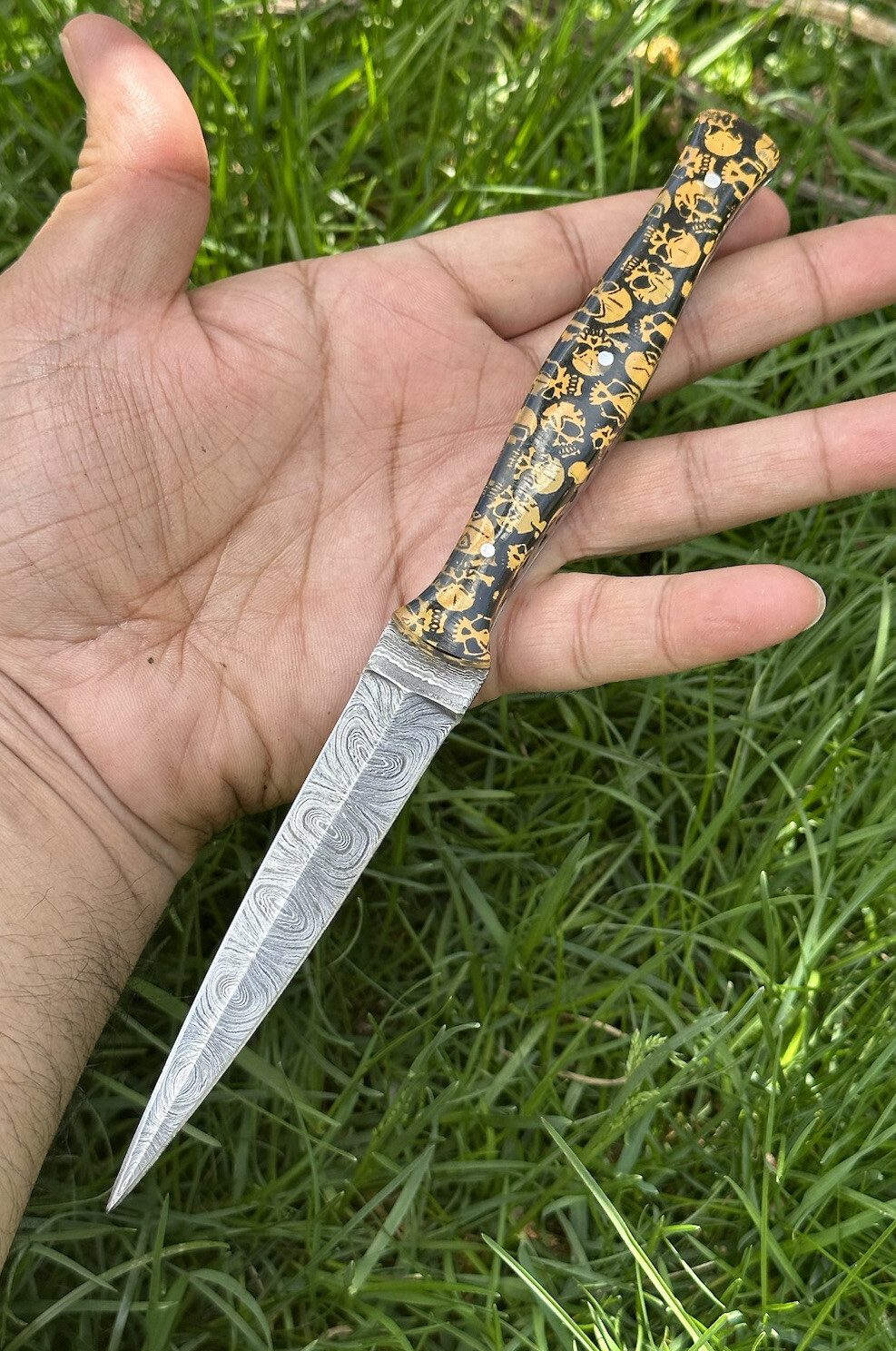 9" Double-Edged Military Damascus steel Dagger boot Knife Punisher ...