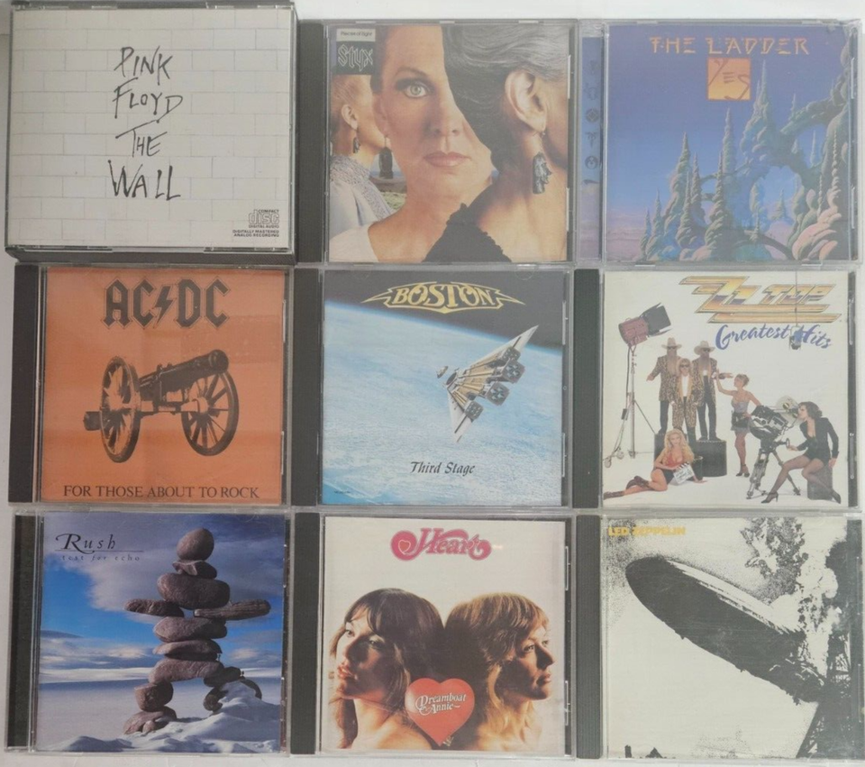 Classic Rock CD LOT of 27 CDs Pink Floyd, Yes, Rush, Led Zeppelin etc ...