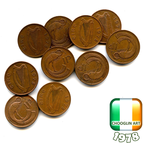 (x10) 1978 Irish Bronze ONE PENNY 1p coins, 45 Years Old! | eBay