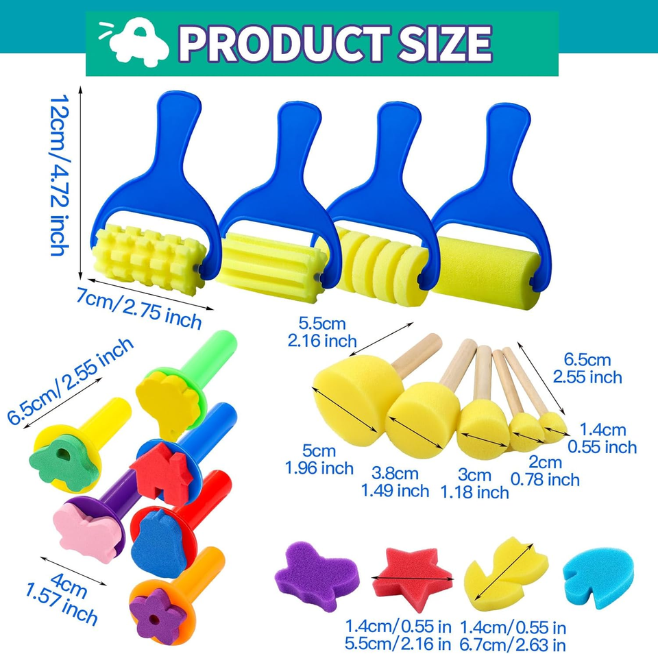 Paint Sponges for Kids, 39Pcs Early Learning Toddlers Sponge Paint ...