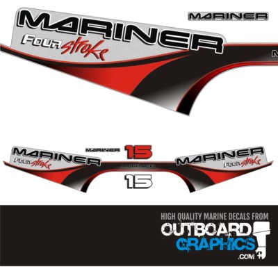 Mariner 15hp four stroke outboard engine decals/sticker kit | eBay