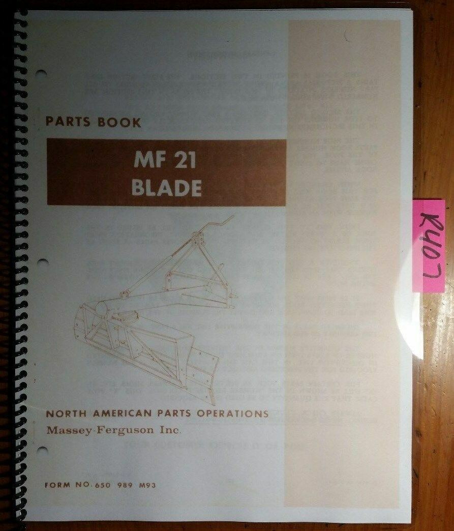 Massey Ferguson MF21 MF 21 Blade Parts Book Catalog Manual 651 989 M93 6/81 | eBay