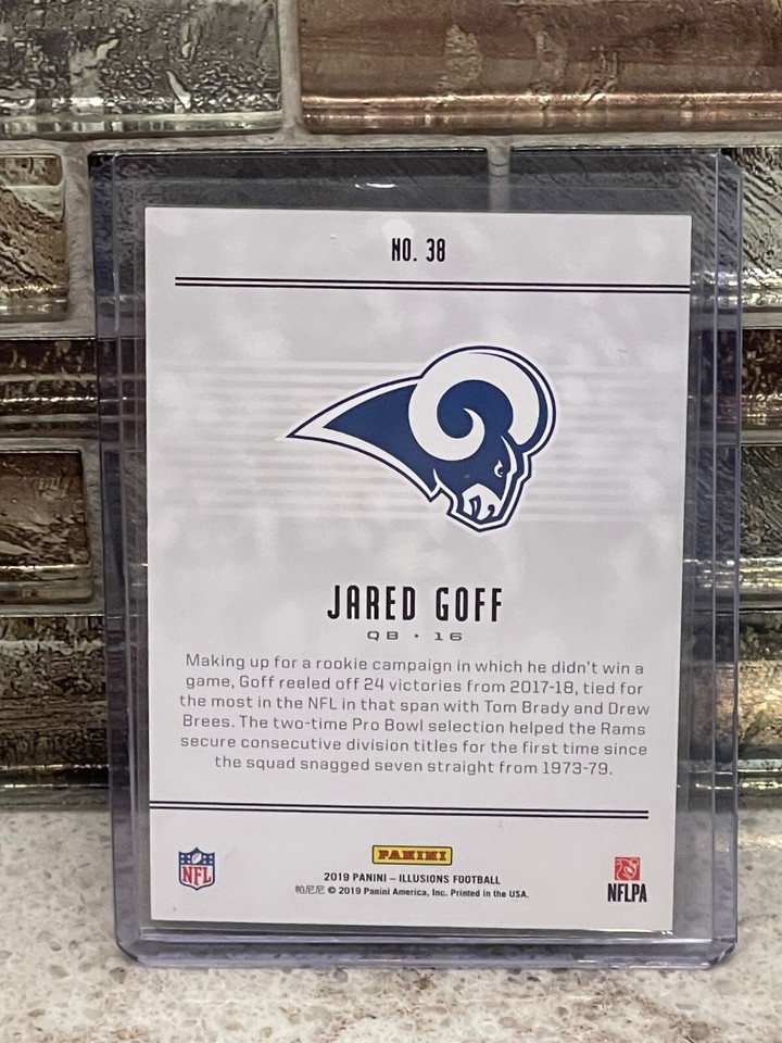 JARED GOFF ~ 2019 Panini Illusions #38 Trophy Collection Gold 085/399 ...