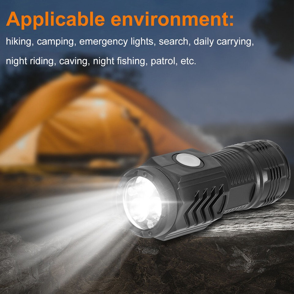 3X Super Bright LED Mini Tactical Flashlight USB Rechargeable Lamp 5 ...