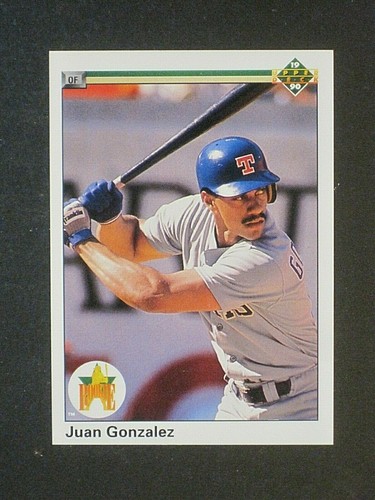 1990 UPPER DECK JUAN GONZALEZ TEXAS RANGERS ROOKIE CARD #72 ...
