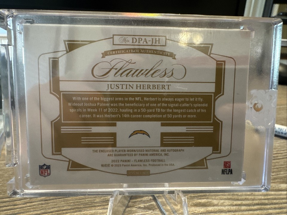 2022 Panini Flawless Dual Patch Autographs #DPA-JH Justin Herbert 7/8 ...