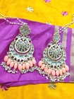 Ethnic Indian Earrings/Bollywood Seher Earrings/Peach Pearl Imitation ...