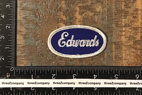 Vintage EDWARDS Name Tag Work Shirt Uniform Sew-On Patch Oval Blue ...